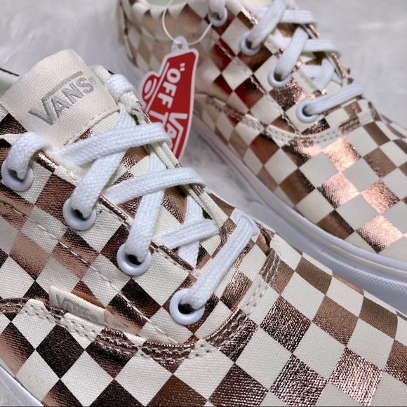 Vans | Shoes | Rare Nwt Rose Gold Vans Cream Checkerboard Authentic ...